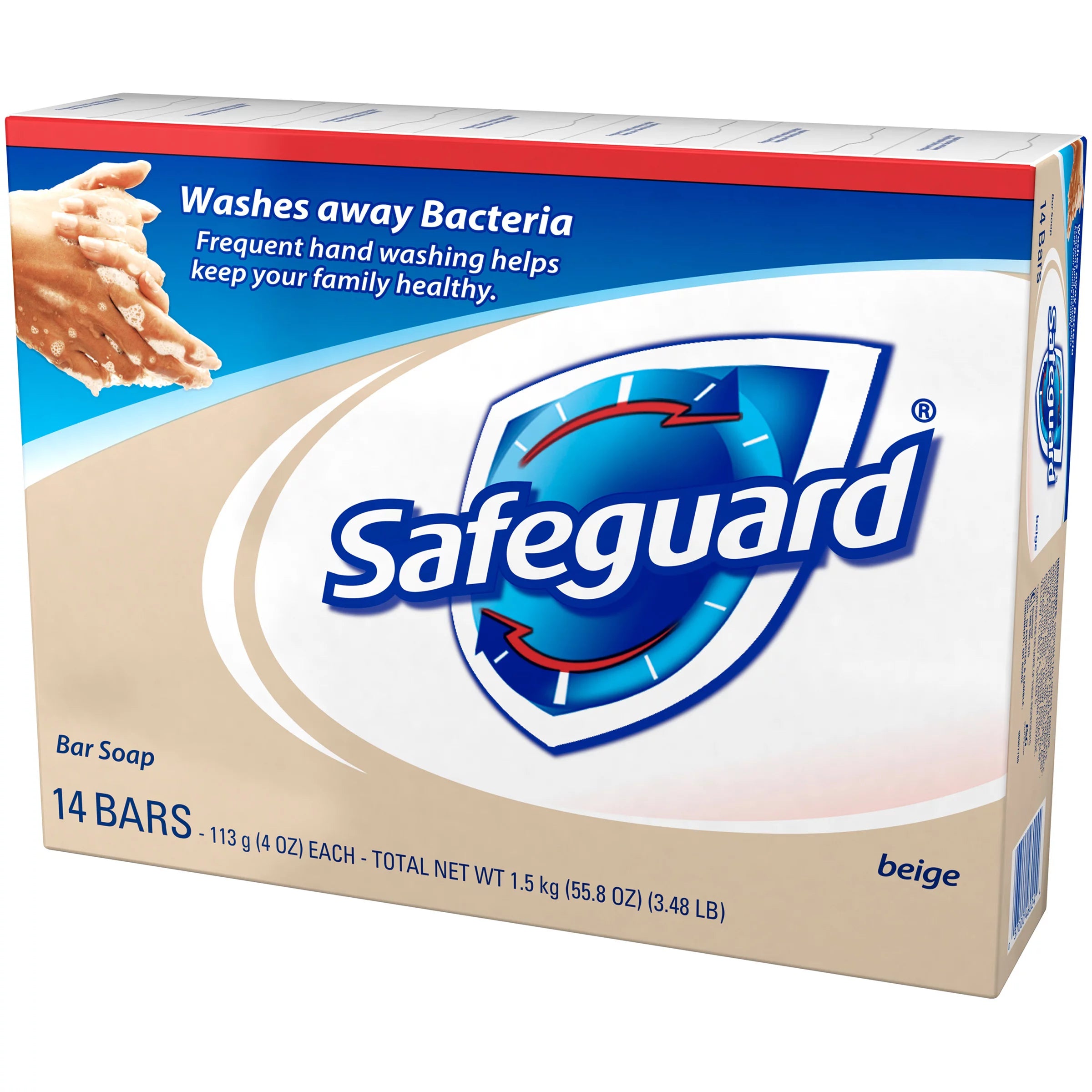 Safeguard BEIGE Bar Soap for Men & Women. Eliminates Bacteria. 14 Bars