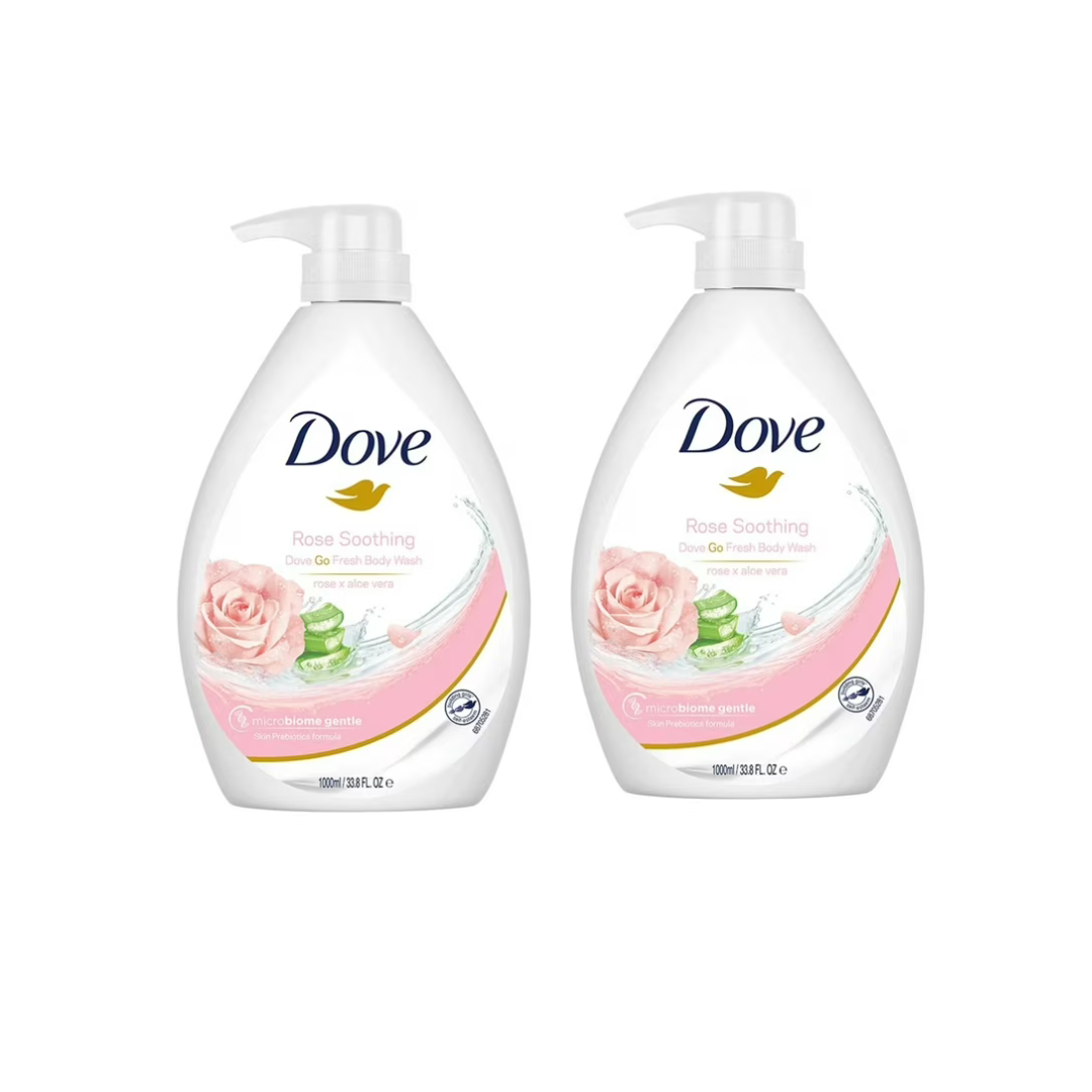 Dove Body Wash Rose Soothing Aloe Vera Scent 33.8oz/1LT - Pack of 2
