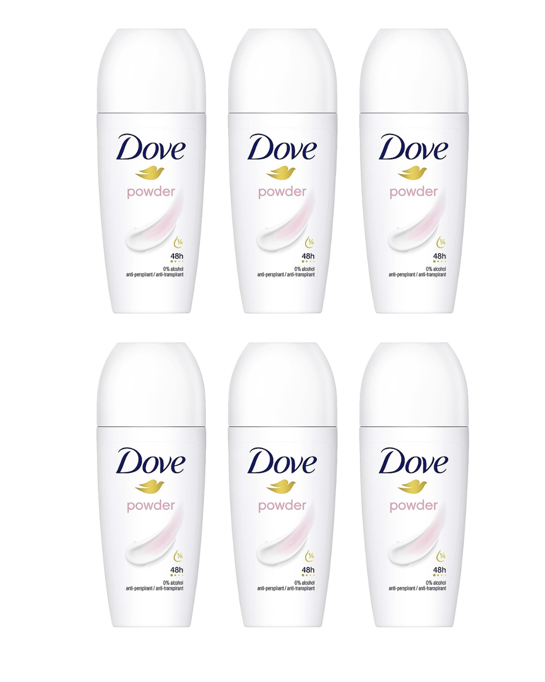 Dove Deodorant Powder Roll On 50ml - Pack of 6